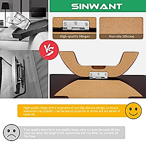 SINWANT Sofa Arm Tray Table Clip on Side Table, Couch Tray with 360° Rotating Phone Holder,Couch Arm Table Sofa Armrest Tray for Home,Living Room, Eating,Drinks,Snacks,Remote/Control