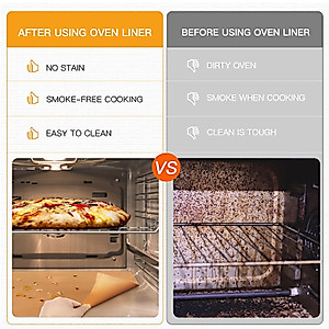 SKYBD 2 Pack Oven Liners for Bottom of Oven, Reusable - Heavy Duty Non-stick Teflon Mats 16"x 24", Easy to Clean - Electric Gas Oven Floor Protector Liner -Reduce Food Spills and Stuck (Copper, 2)