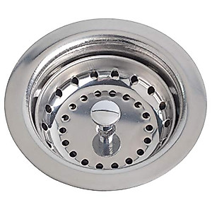 Hydro Master Kitchen Sink Basket Strainer Standard Drains(3-1/2 Inch)，Durable Stainless Steel with Rubber Stopper for Kitchen Sinks