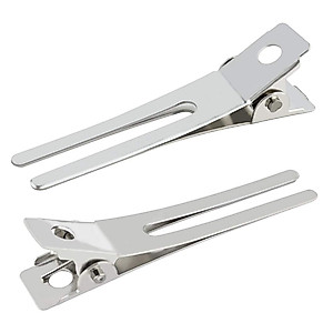 Ryalan 1.8 Inches Profession Hairdressing Double Prong Pin Curl Setting Section Hair Clips Metal Alligator Clips Silver Hairpins for Styling and Haircut (50 Pcs, Silver)