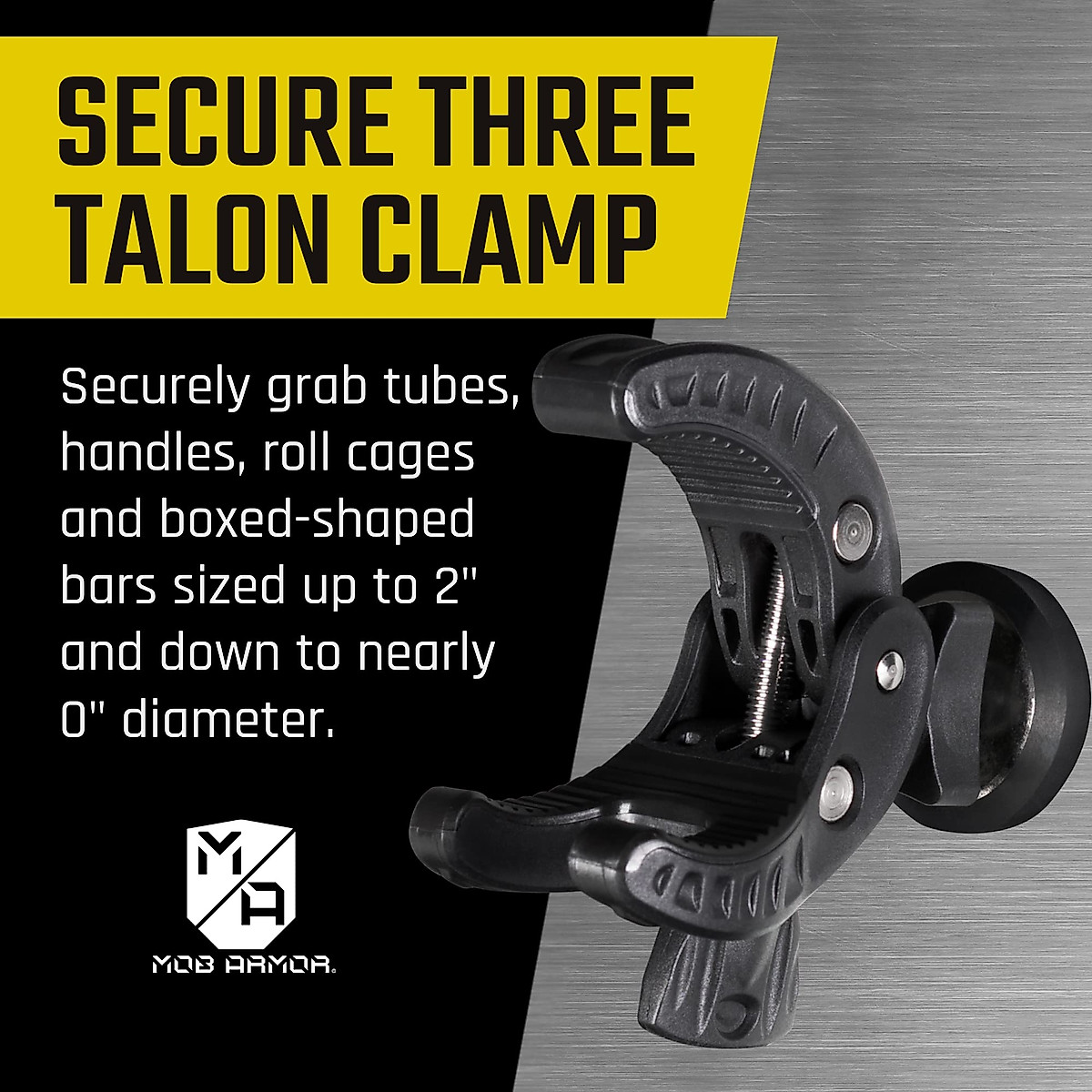 Mob Armor MobNetic Claw with 360° Rotation - Bar Mount for Golf Carts, Strollers, or Any enclsoed cab Vehicle with Round or Square Tubes- Universal Car Magnetic Phone Mount, Assembled in USA - Black