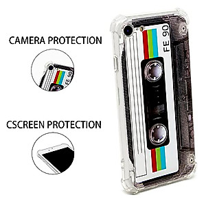 FAteam Case for iPhone SE （2022/2020）, iPhone 7 and iPhone 8, 4.7-Inch, with Reinforced Corners TPU Soft Bumper Anti-Scratch Back, Retro Cassette
