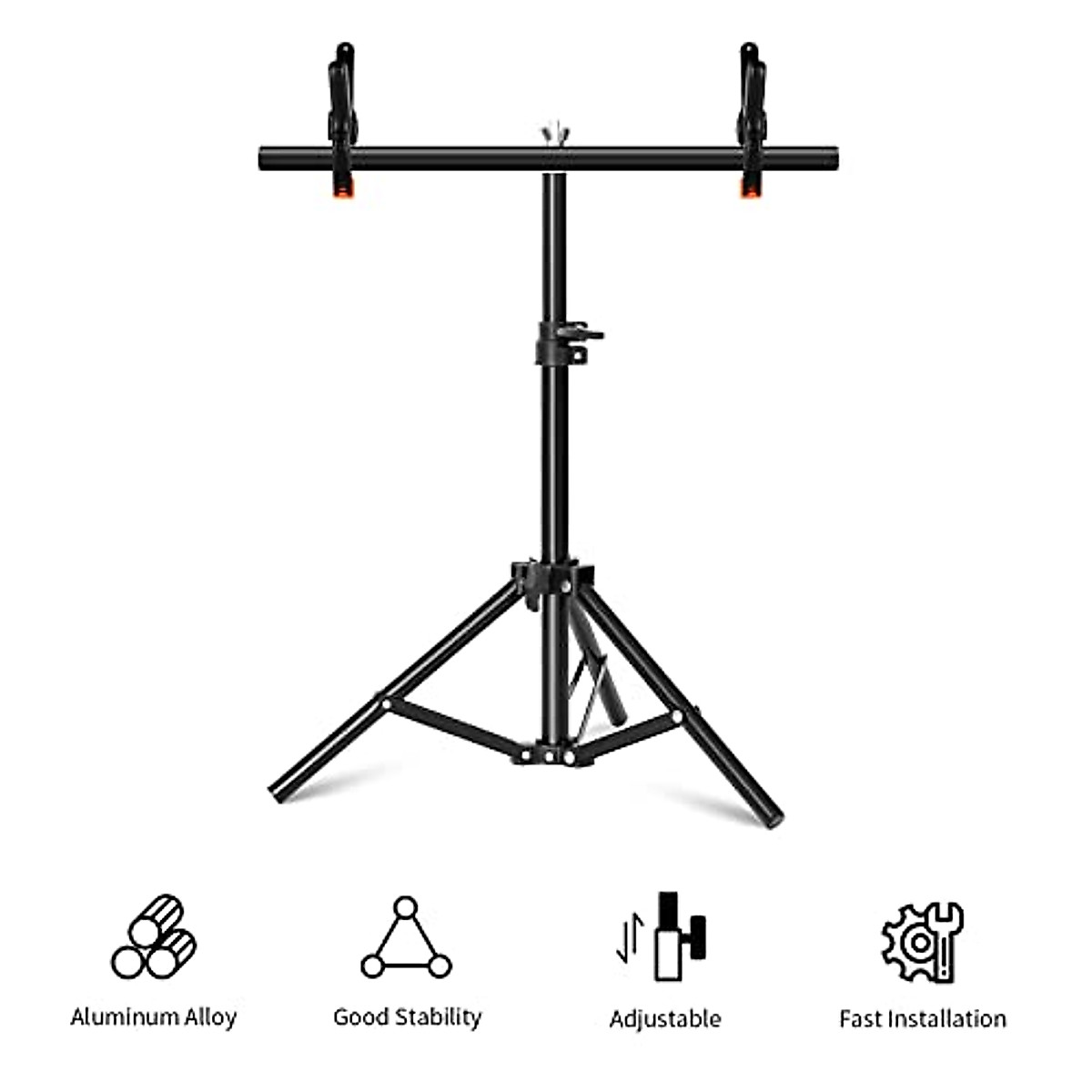 Selens Photography Backdrop Stand 30 Inches Small T Shape Support Light Stands Mini Holder for Photo Studio Tabletop Desktop Background Paper, T-Shape Background Support Stand Crossbar with 2 Clamps