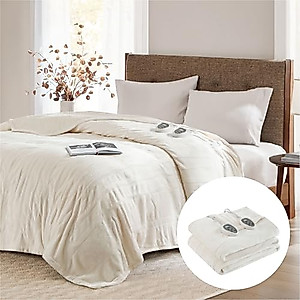 Degrees of Comfort Electric Blanket King Size, Heated Blanket for Bed,Dual Control W/Auto Shut Off,Machine Washable,Ivory, 104x﻿90