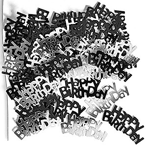NiuZaiz Letter Happy Birthday 50g 1000 Pieces Confetti Party Favors (Black Silver Mixed)
