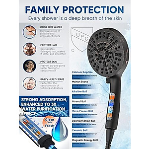 Pavezo Handheld High Pressure Shower Head with Filter 5" Large, Extra Long 70" SS Hose 10-mode Detachable Shower Head with Hard Water Filter, Powerful to Clean Tile & Pets, Oil Brushed Bronze