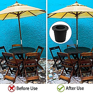 GHAMYEE Patio Table Umbrella Hole Ring Patio Umbrella Cone Wedge Plug Umbrella Stabilizer Sleeve for 2 to 2.5 Inch Patio Table Hole and 1.5 Inch Umbrella Pole Adapter (Black)