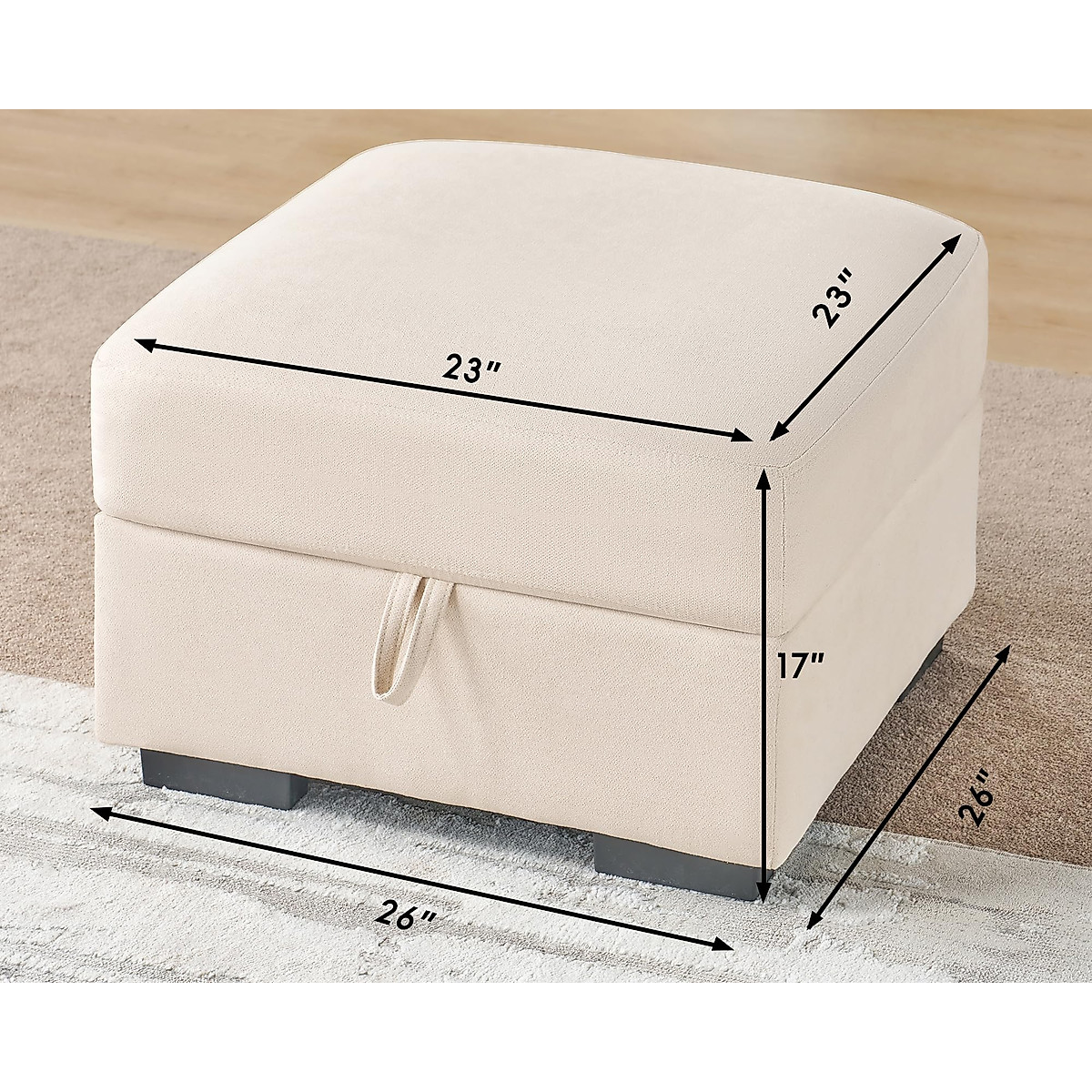 AMERLIFE Modern Sofa,Comfy Sofa Ottoman with Slope Armrests, Comfy Sofa Couch for Living Room, Apartment, Lounge Room (Beige)