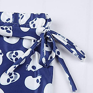 New Printed shorts, Thenlian Fashion Women Sports Gym Skull Printed Mid Waist Pants Stretch Elastic Shorts Leggings (S, Blue)