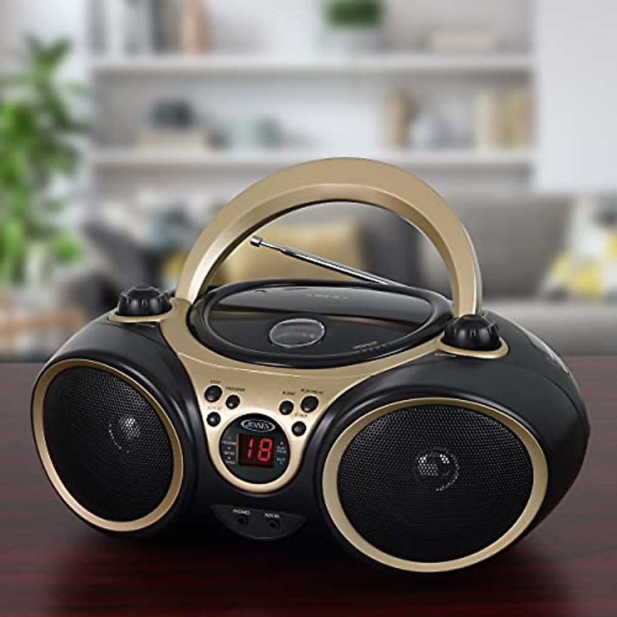 Jensen CD-490 Champagne Portable Sport Boombox Stereo CD Player with AM/FM Radio and Aux Line-in & Headphone Jack (Limited Edition Color)
