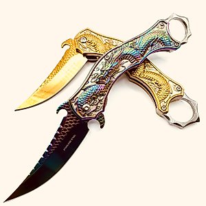 2 pieces Dragon knives gold and rainbow GLX070MIX