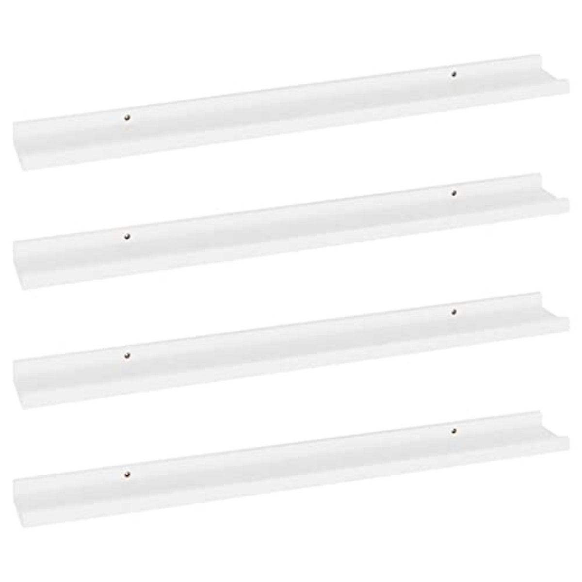 SunshineFace 31 Inch Long Floating Shelves for Wall Mounted, MDF Picture Ledge Floating Shelf Set of 4, Wall Shelves for Bedroom, Living Room, Office, Nursery, Kitchen Storage(White, 31.5"x3.5"x1.2")