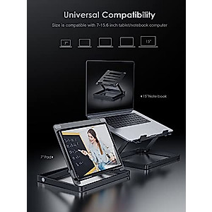 SEMIR Portable Laptop Stand, Ergonomic Notebook Stand, Adjustable Holder Riser, Aluminum Alloy Foldable Desk Stand, Compatible with MacBook , Dell , HP and More 10-15.6 "Laptops and Tablets (Black)