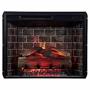 Modern Ember Uptown 28" Smart Electric Fireplace Insert with Remote Control, Compatible with Alexa and Google Assistant - 1,000 Sq Ft Electric Heater with Realistic Flames and Log Set