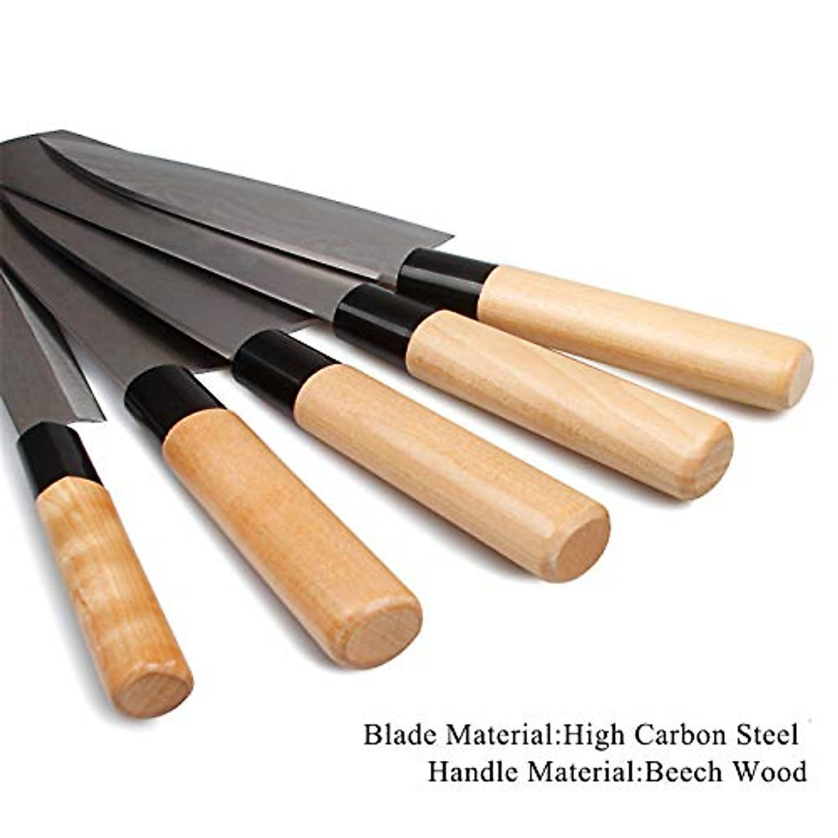 LIUZHANGYU Waterboss Sushi & Sashimi Chef’s Knives,Set of 5 Japanese Sushi Chef Knives - Sashimi-Santoku-Nakiri-Deba Knife,Ultra High Carbon Steel Blades