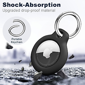 MOLOSLEEVE Airtag Holder Air Tag Case with Keychain, Anti-Scratch Airtags Key Chain for Apple Air Tags, Airtag Accessories for GPS Item Finder Tracker, Black