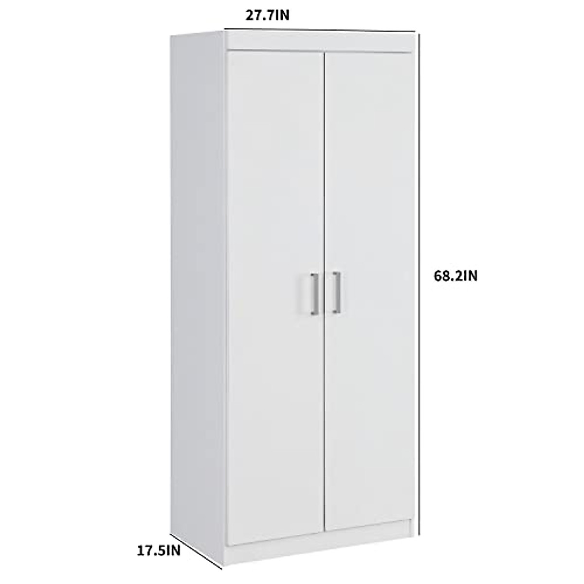 FurnitureR Wardrobe Armoires 2-Door Storage Cabinet with Adjustable Shelf/Hanging Rod, Modern Simple Style Armoire Clothes Closet for Bedroom, White
