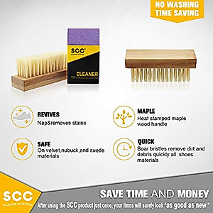 Professional Suede Shoe Cleaner Kit. Suede Brush & Suede Eraser for Shoes & Boots. New Suede & Nubuck Cleaning Essential Kit for Napped Leather Coats, Jackets, Furniture, Seats, Gloves & Sneakers.