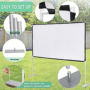 ZENY Projector Screen with Stand 100 Inch 16:9 HD Washable & Wrinkle Free 4K Projection Screen for Outdoor Movie Double Side Video Screen for Home Theater,Camping