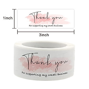 240pcs Thank You Stickers Pink, 2 Rolls 3‘’ x 1" Thank You for Supporting My Small Business Stickers Adhesive Small Business Label Stickers Decorative Sticky Label for Cards, Gifts, Bags Boxes