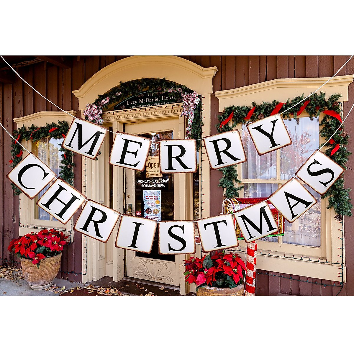 TINKSKY Merry Christmas Garland Banner Paper Banner Garland 14 Flags for Christmas Party Decoration