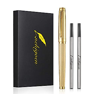 Nekigoen Rollerball Pen for Men Women Luxury Metal Executive Pens Home Office Use with 2 Extra Refills Black Ink 0.7mm G2(gold)