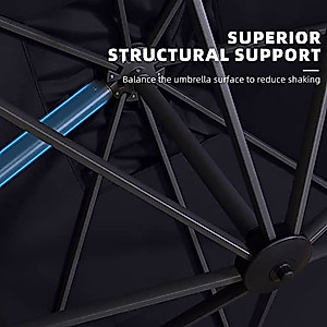 PURPLE LEAF 10' X 13' Patio Umbrella Outdoor Cantilever Rectangle Umbrella Aluminum Offset Umbrella with 360-degree Rotation for Garden Deck Pool Patio, Grey