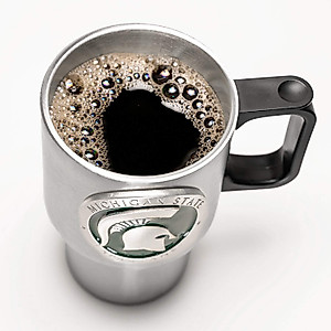 Heritage Pewter Michigan State 14 oz. Travel Mug | Insulated Tumbler for Coffee, Beverages | Intricately Crafted Metal Pewter Alma Mater Inlay