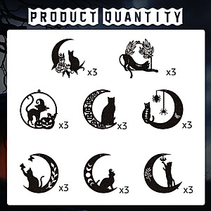 Cheerdecor Gothic Witch Halloween Decorations - 24PCS Black Halloween Party Decorations Witch Moon Cats Spider Halloween Baby Shower Birthday Party Wedding Decorations Chic House Indoor Hanging Decor