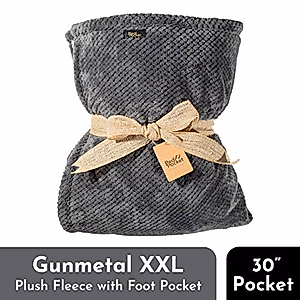 PediPocket XXL Patented Foot Pocket Blanket – Gorgeous Gunmetal – Extra Large 60” x 84” with 30” Deep Foot Pocket, Plush Fleece Blanket - Everyday Luxurious Comfort, Machine Washable, Great Gift Idea
