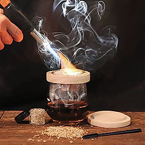 Foneta Cocktail Smoker for Whiskey Bourbon Old Fashioned , Drink Smoker Infuser Kit with 4 Flavors Wood Chips Ideal Gift for Whiskey Lover (Wood)
