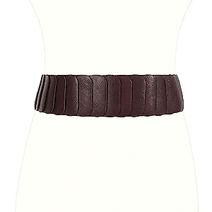 WHIPPY Women Wide Elastic Waist Belt Vintage Wide Stretch Waist Belt Fashion Retro Leather Waistband for Dresses, Coffee, XL