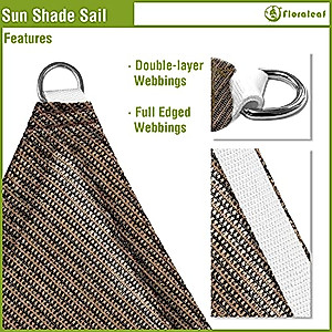 FLORALEAF 12'x12'x12' Sun Shade Sail Triangle Canopy UV Block Sun Shade for Outdoor Patio Garden Backyard Awning