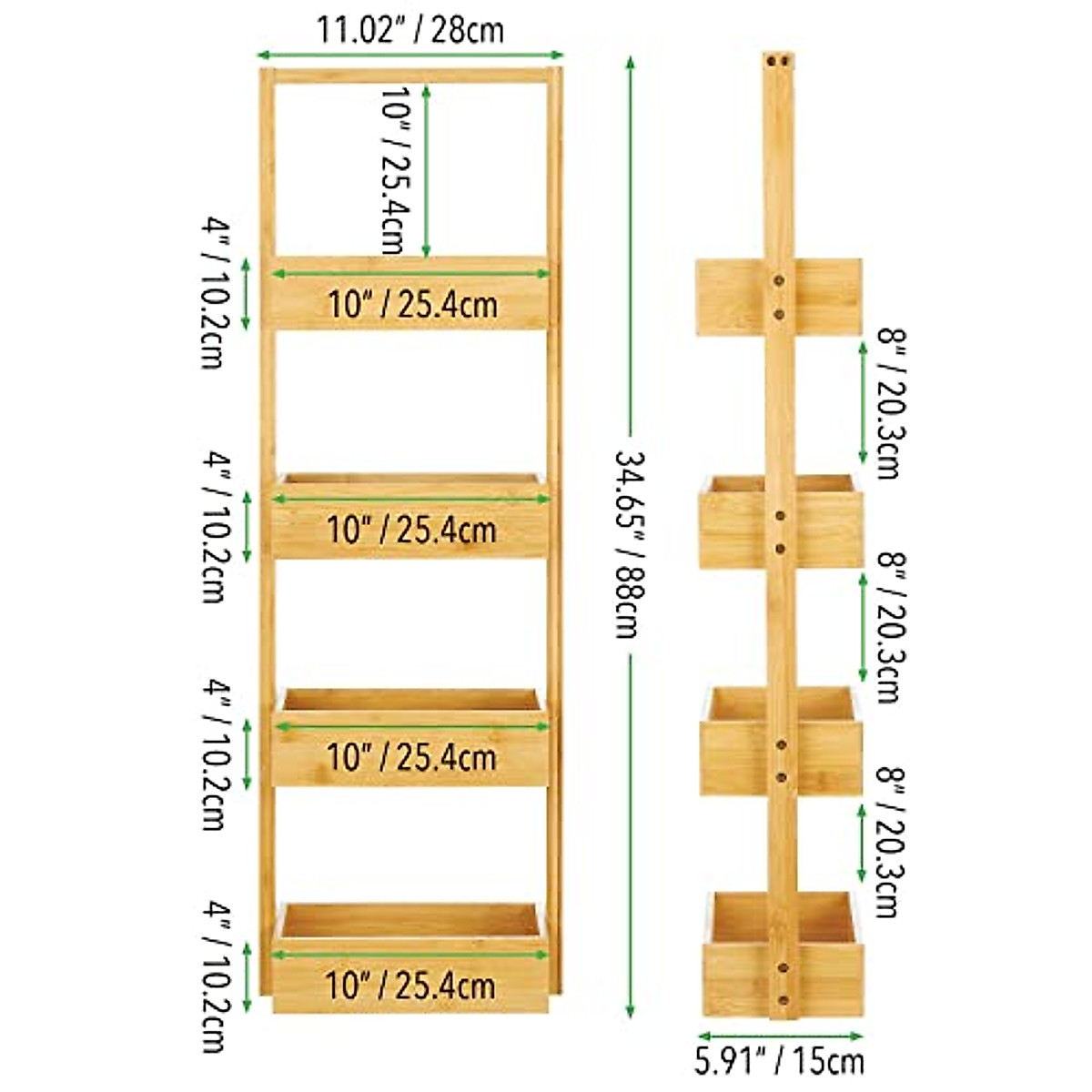 mDesign Free-Standing 4-Tiered Shelf for Bathroom, Wood Bamboo Storage Rack Room Decor Shelves - Decorative Organizer Bins for Bath Towels, Hand Soap, and Toiletries - Natural