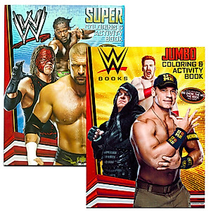 WWE Coloring Book and Posters Ultimate Set ~ 2 Wrestling Coloring Book with Games, Puzzles, Posters, Coloring Activities and 50 WWE Stickers (WWE Party Supplies)