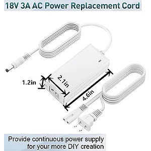 18V Power Cord Compatible with Cricut Maker and Cricut Explore Air 2 Cutting Machine Mini Cake Explore One Create Cricut Maker Replacement for 18V 3a DC cricut Explore air 2 Accessories