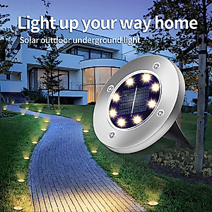 Aogist Solar Ground Lights 12 Packs, 8 LED Solar Garden Lights, Waterproof Outdoor Solar Disk Lights, In-ground Outdoor Landscape Lights for Pathway Yard Walkway Patio Lawn Path (Warm White)