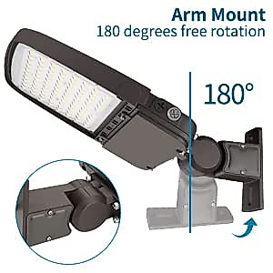Xbuyee (2 Pack) 240W LED Parking Lot Light with Dusk to Dawn Photocell, Outdoor Commercial LED Shoebox Lights with Arm Mount, Dimmable 130LM/W 5000K 100-277V IP65, Wattage Tunable 240W/200W/150W, ETL