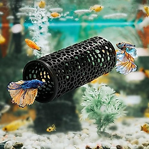 Abizoo Betta Fish Toys,Betta Tunnel Black,Small Hole Hollow Betta Fish cave,Safer for Small Fish Shrimp Betta Guppies,Aquarium Decor Fish Tank Accessories Decorations Hideout Tube