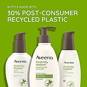 Aveeno Positively Radiant Daily Facial Moisturizer with Broad Spectrum SPF 15 Sunscreen & Soy, Improves the Look of Skin Tone & Texture, Hypoallergenic, Oil-Free, Non-Comedogenic, 4 fl. oz