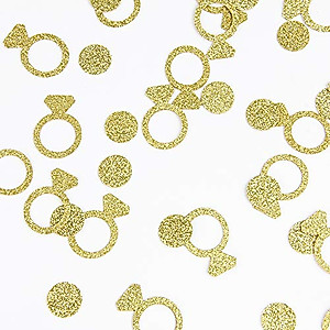 Gold Glitter Double Sided Ring Finger Paper Confetti for Table Wedding Birthday Party Decoration,1.2 inch in Diameter(100pcs)