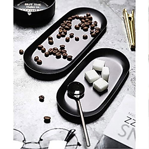 Stainless Steel Towel Tray Dish Plate Tea Storage Tray Fruit Cosmetics Jewelry Organizer Oval Black Tray