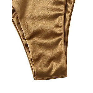 SOLY HUX Women's Metallic Halter Top Two Piece Swimsuit Tie Side Triangle Thong Bikini Bathing Swimwear Gold M