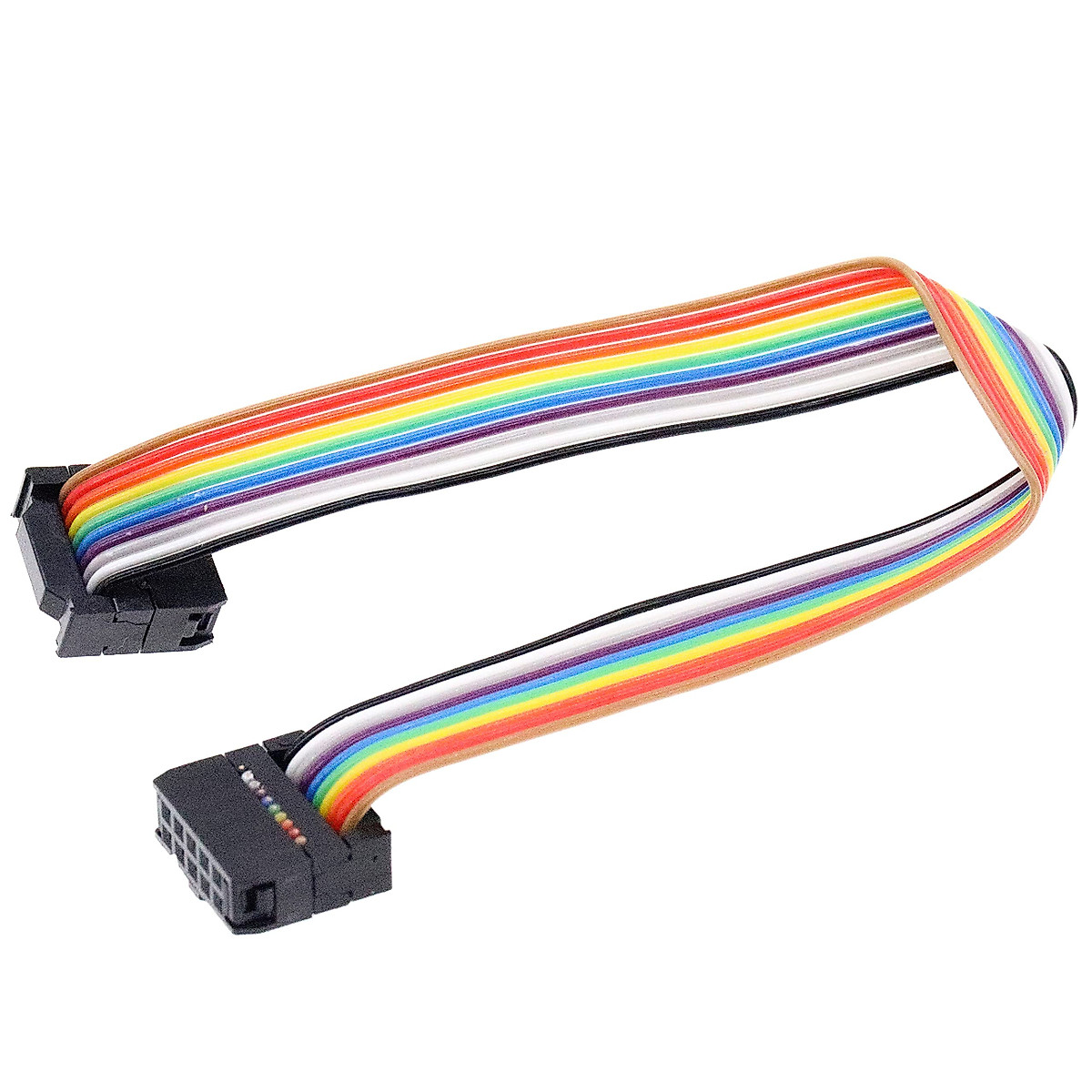 whiteeeen 10pcs 10 Pin for Flat Colorful Ribbon Cable 0.1" Pitch Female to Female Sockets About 7.87" IDC Connector