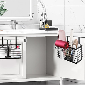 LOYORTY 2PCS 3-in-1 Hair Dryer Holder Adjustable Height, Wall Mounted/Cabinet Door Hair Tool Organizer, Blow Dryer Holder for Hair Dryer, Flat Iron, Curling Iron, Hair Straightener