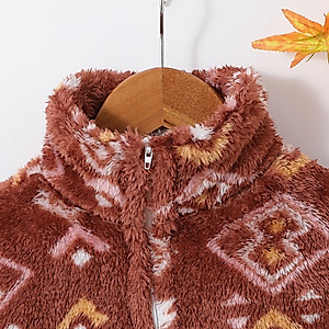 Kids Boys Girls Half Zip Fleece Sweatshirts Fall Winter Warm Fuzzy Hoodies Pullover Hoodie Jacket Coat Outwear Tops Coffee