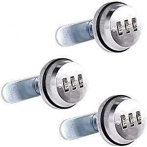 Spotact 3 Pcs Combination Cam Lock Security Locks Bright Chrome Zinc Alloy Password Coded Lock for Box Cabinet (9/8")