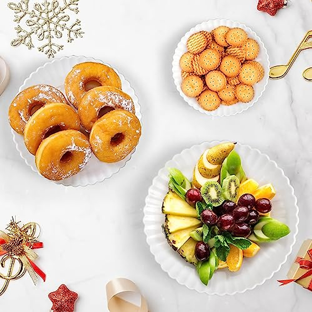 3 Tier White Plastic Cupcake Stand Serving Tray for Party & Birthday Decorations Tiered Serving Stand Dessert Stand Tray- Elegant Display Tower for Cupcakes, Desserts(1 Pack)