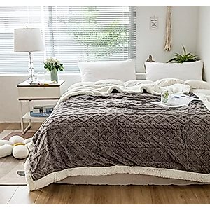 Thick Sherpa Throw Blanket Fleece Plush Blanket for Couch Sofa Boho Pattern Soft Warm Blanket for Winter,Gray,60“x80