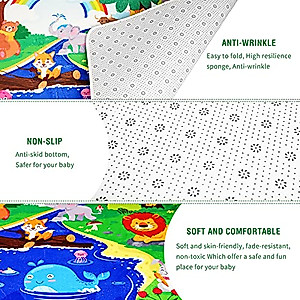 Kentaly Baby Play Mat for Floor, Baby Crawling Mat Soft Surface Toddler Playmat for Babies, Baby Mat Non-Toxic Foldable Non-Slip Tummy Time Mats for Infants Girls Boys (78.7 x 59 Inch)